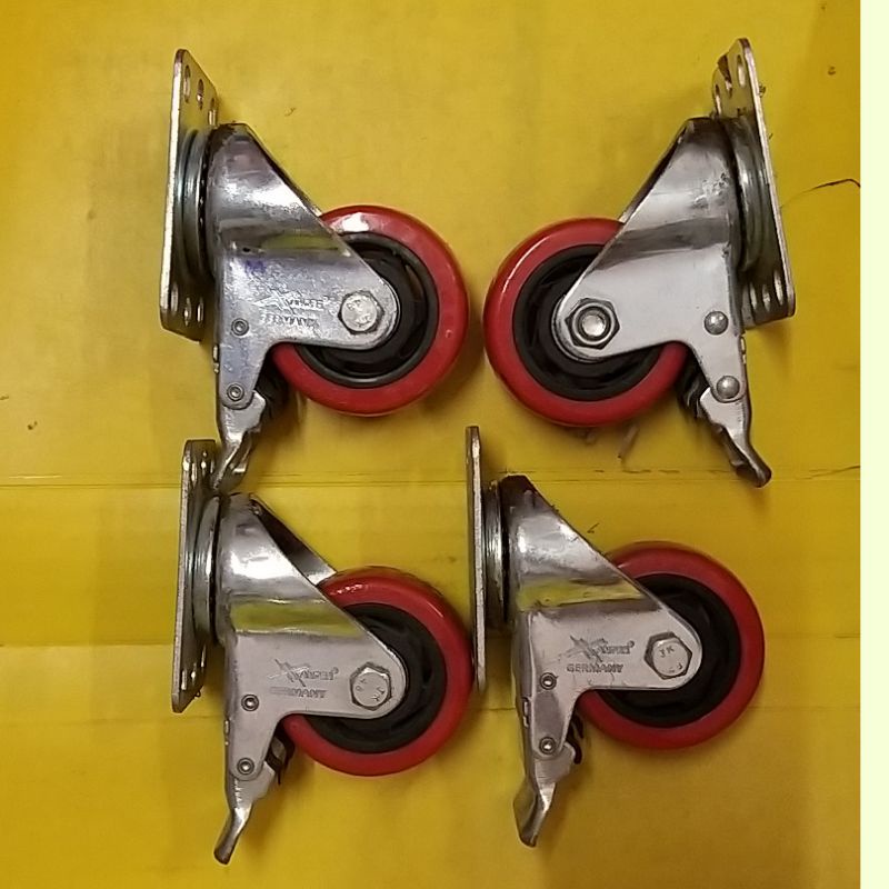 Jual RODA MERAH NYLON CASTERS TRIPLE.S 5 INCH(PAKAI REM) SWIVEL PLATE ...