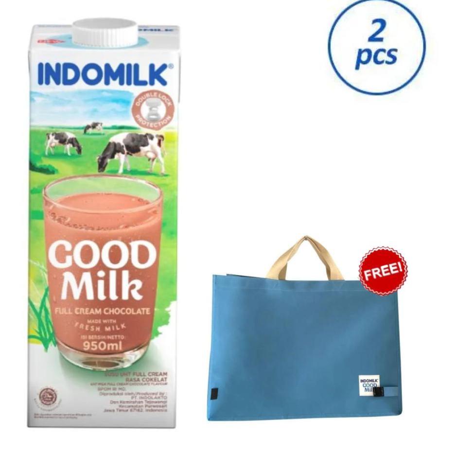 Jual Baru - Indomilk Cokelat UHT 950 ml x2 pcs + Shopping Bag | Shopee Indonesia