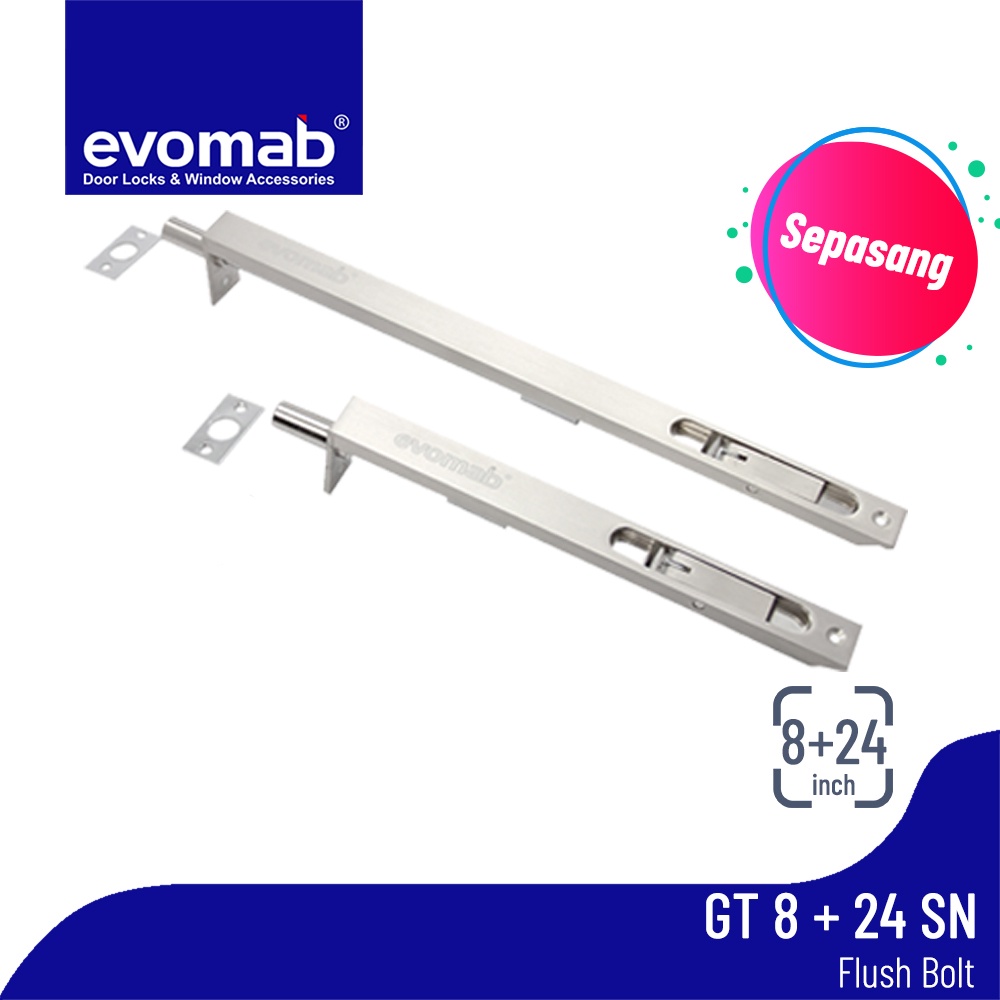 Jual evomab Grendel Tanam Flush Bolt Kunci Atas Bawah Pintu 12 / 24 ...
