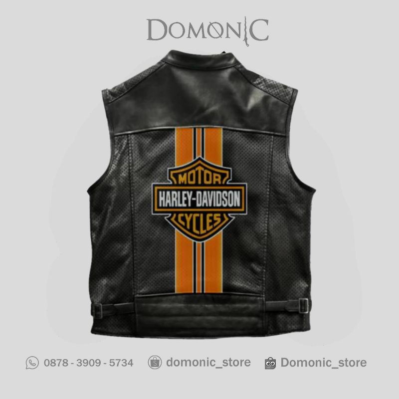 Jual ROMPI MOTOR VEST KULIT ASLI JAKET BIKER TOURING HARLEY DAVIDSON ...