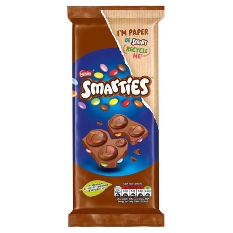 Jual Smarties Milk Block 90gr MILK Chocolate Bar Smarties Import Snack ...