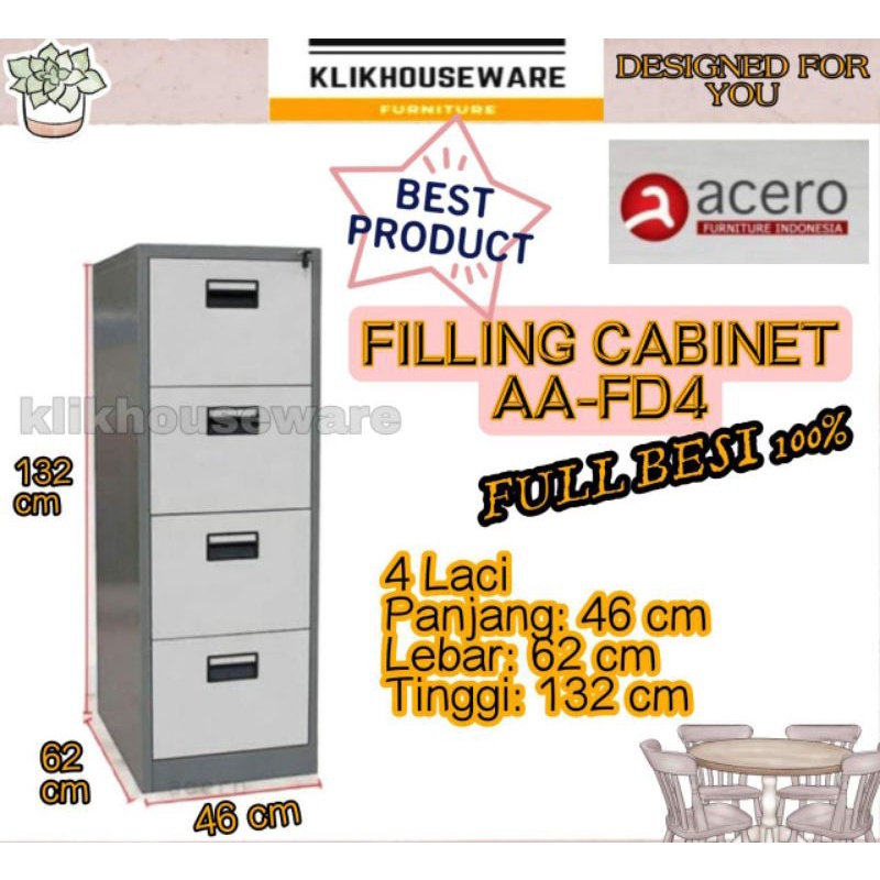 Jual Acero - AA-FD4 - Filling Cabinet Besi 4 Laci / 4 Susun | Shopee ...