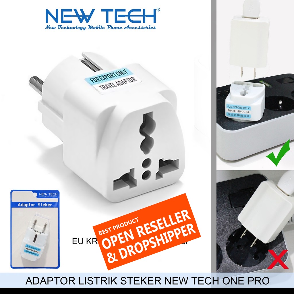 Jual ADAPTOR LISTRIK STEKER 3 KAKI 2 COLOKAN NEWTECH / SAMBUNGAN STEKER ...