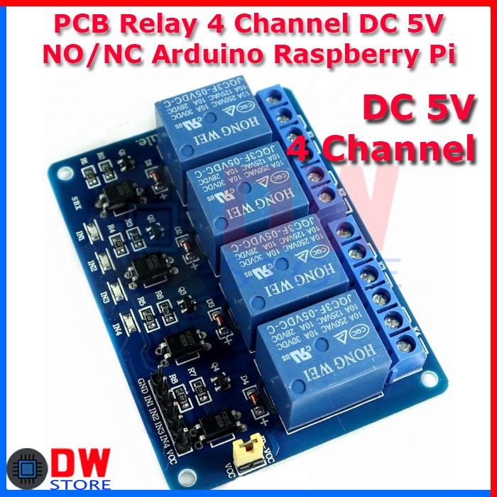 Jual PCB 4 Channel Relay Module / Relay Expansion Board 4 ch DC 5V NO ...