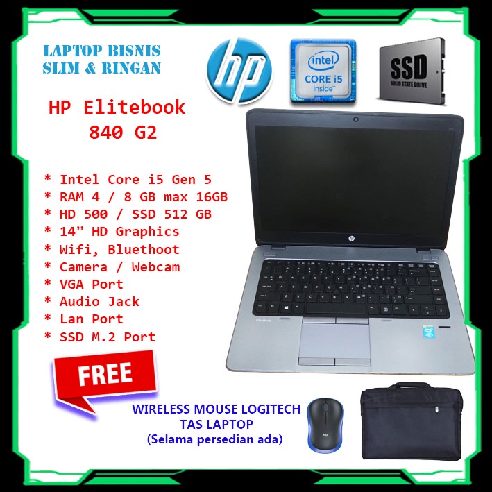 Jual LAPTOP INTEL CORE I5 RAM 16 GB SSD 512 GB SLIM NGEBUTTT | HP ELITEBOOK 820 G2 | Shopee ...