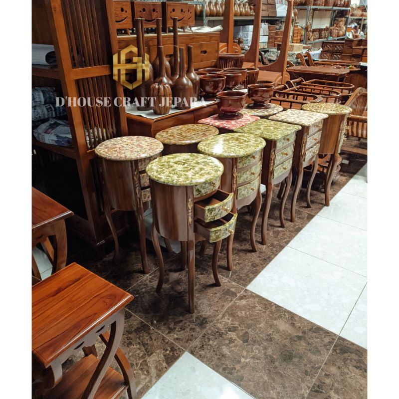 Jual Nakas Cempolong Kayu Jati Natural Finish Combo Color Marmer ...