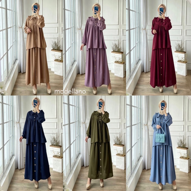 Jual ONE SET ROK CRINKLE SAUKIA SETROK STELAN BIGSIZE JUMBO KERAH PITA ...