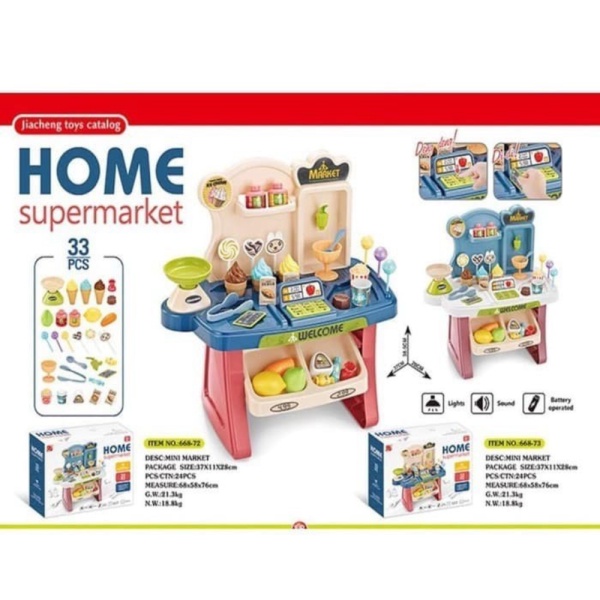 Jual Mainan Anak SUPERMARKET KASIR PLAY SET MINI MARKET PLAYSET BIRU ...