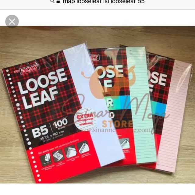 Jual Isi map binder b5 looseleaf b5 garis 100 lembar merek big boss ...