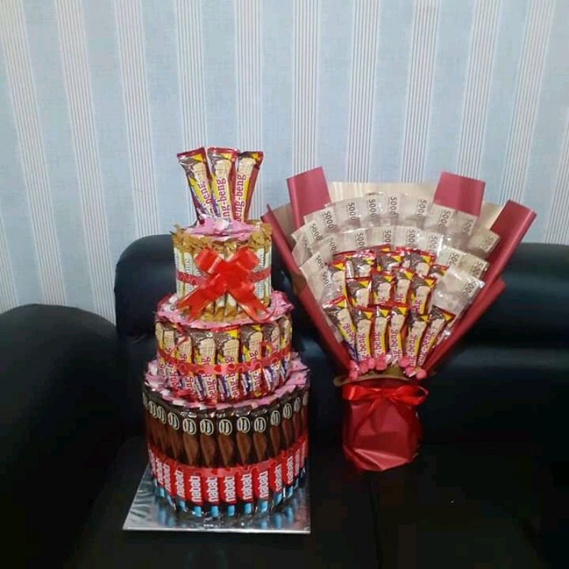 Jual Kue Ultah Snack tower 2 tingkat utk hadiah ulang tahun/wisuda ...