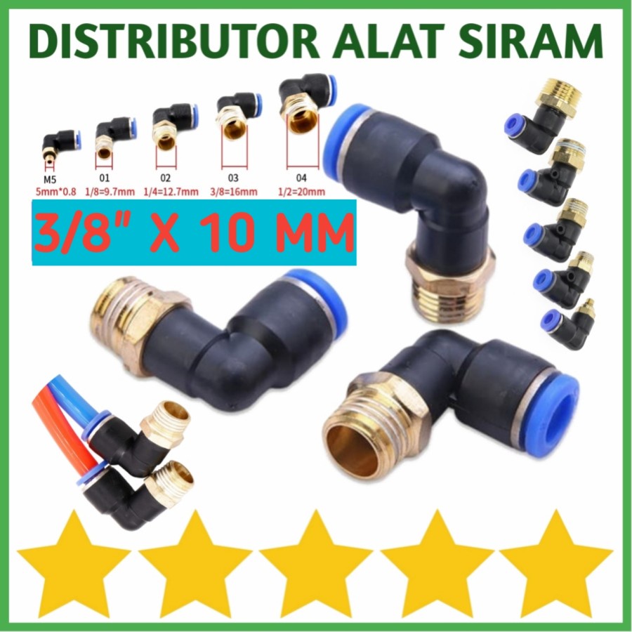 Jual FITTING PNEUMATIC SLIP LOCK ELBOW L DRAT 3/8 X 10MM SELANG PU 10 MM | Shopee Indonesia