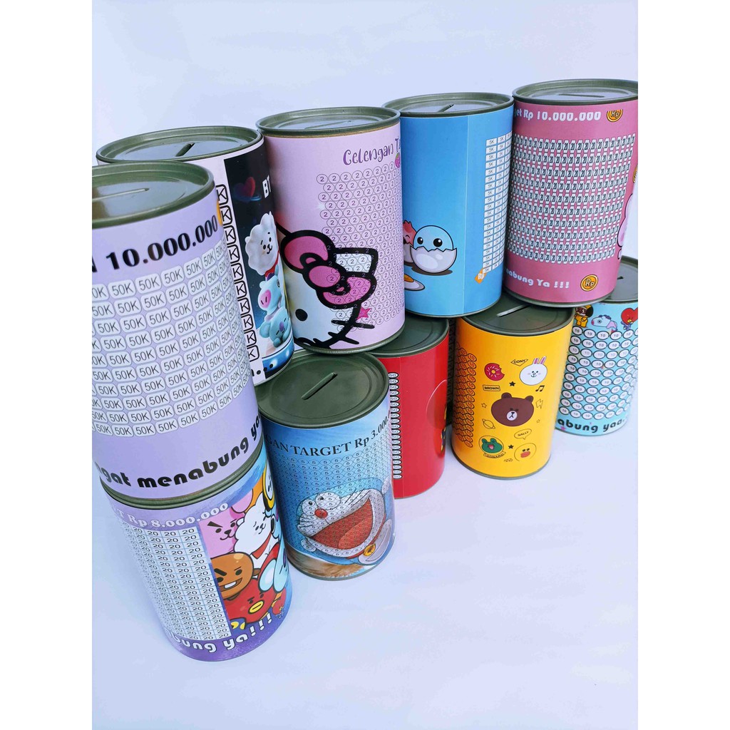Jual celengan target viral tabungan ukuran kaleng 14x8cm | Shopee Indonesia