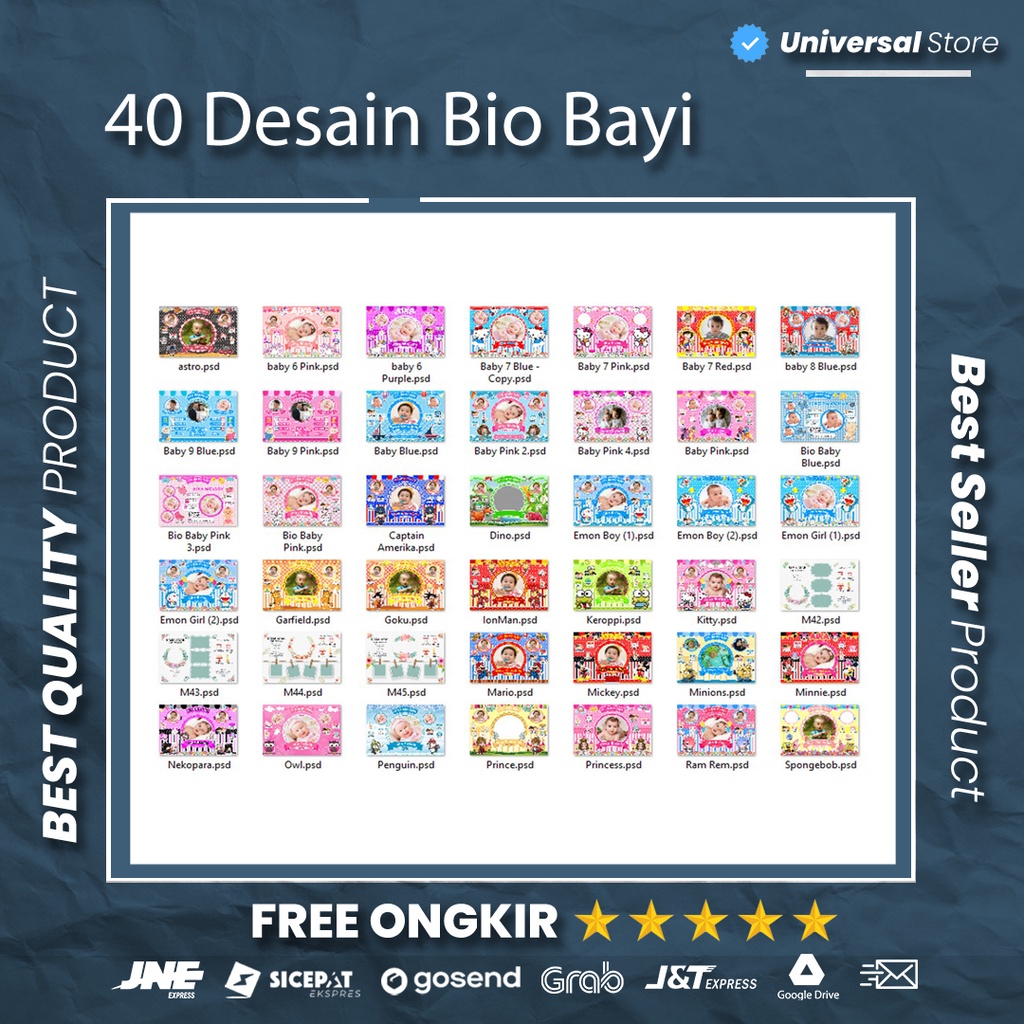 Jual Koleksi 40 Template Desain Bio Baby Vol 2 Biodata Kelahiran Bayi ...