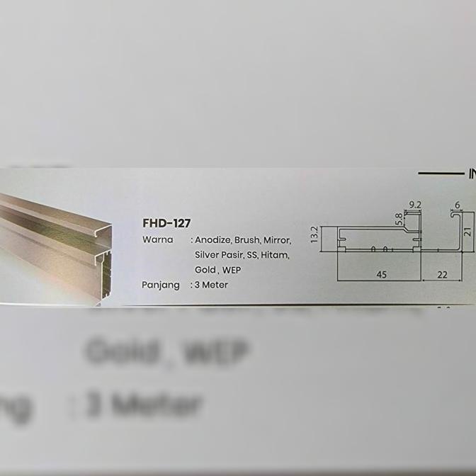 Jual Fhd 127 Profil Handle Frame Kaca Lemari Kitchen Set Aluminium 3 ...