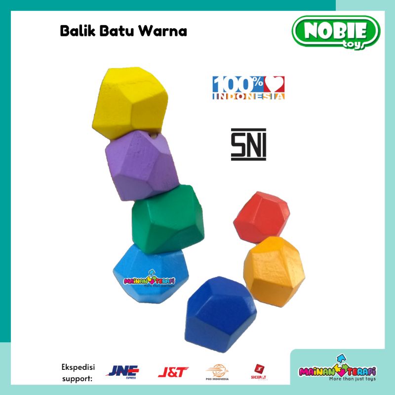 Jual Mainan Terapi Balok Batu Warna Mainan Kayu Anak APE Alat Peraga ...