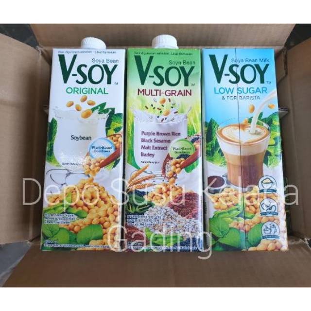 Jual V-Soy Multigrain / Original / Low Sugar 1 Liter | Soya Vsoy Multi ...