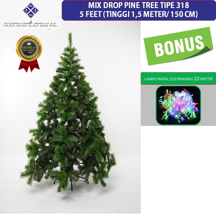 Jual Pohon Natal 5 Feet / 150 Cm / 1,5 Meter Mix Drop Pine Tree Tipe-318 | Shopee Indonesia