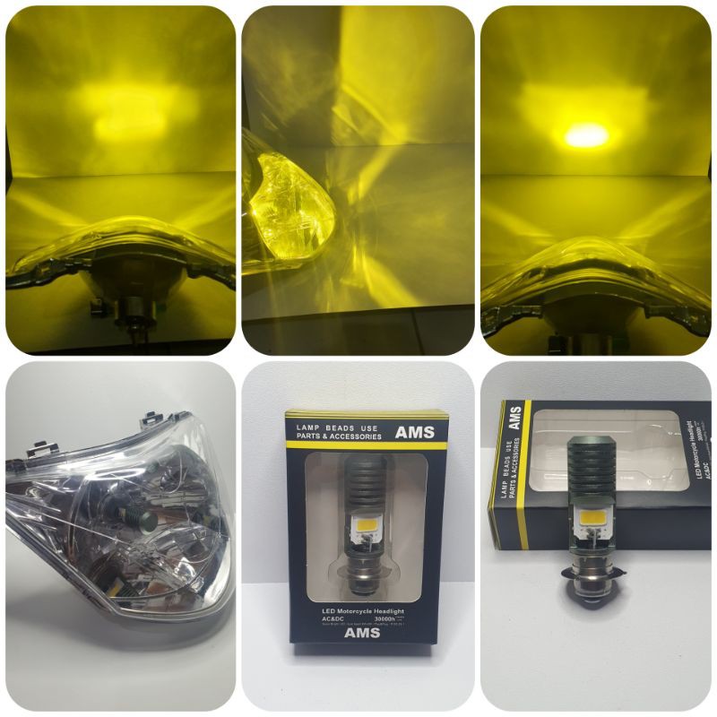 Jual LAMPU DEPAN SINAR KUNING AMS LED 2 SISI H6 M2A AC DAN DV | Shopee Indonesia