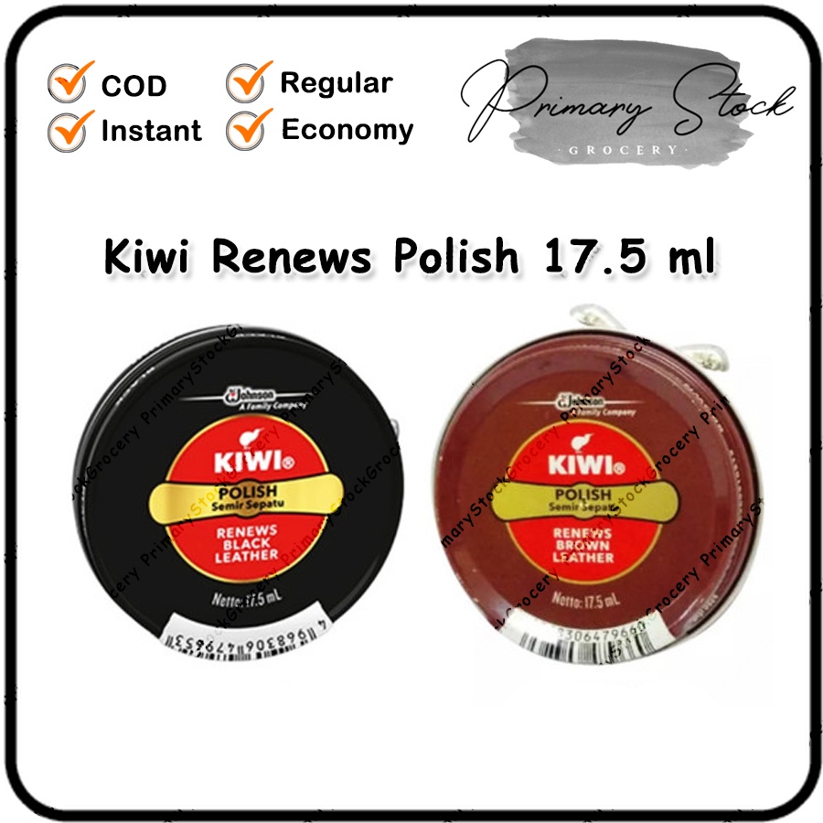 Jual Kiwi Semir Sepatu Hitam Coklat 17,5 ml Renews Polish Kaleng Kecil 17.5ml | Shopee Indonesia