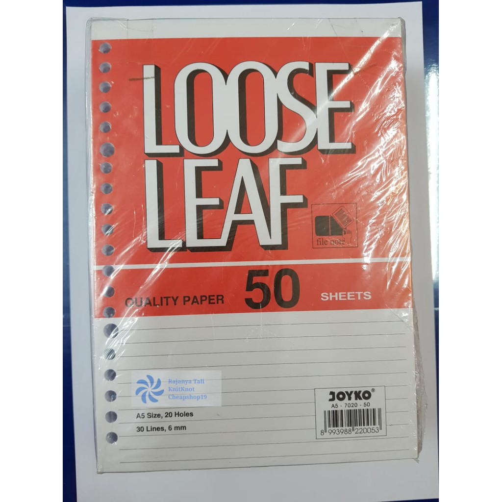 Jual Loose Leaf A5 50 lembar Joyko / Isi Refill Kertas File | Shopee Indonesia
