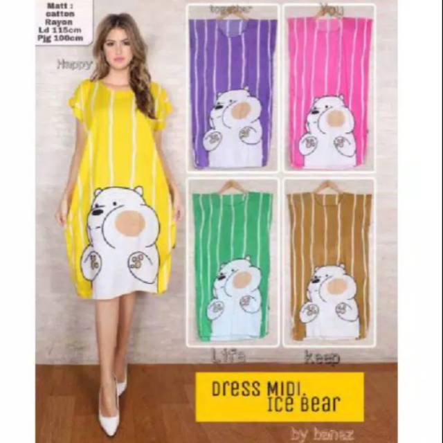 Jual dress daster midi icebear lucu gemes ( satuan) | Shopee Indonesia