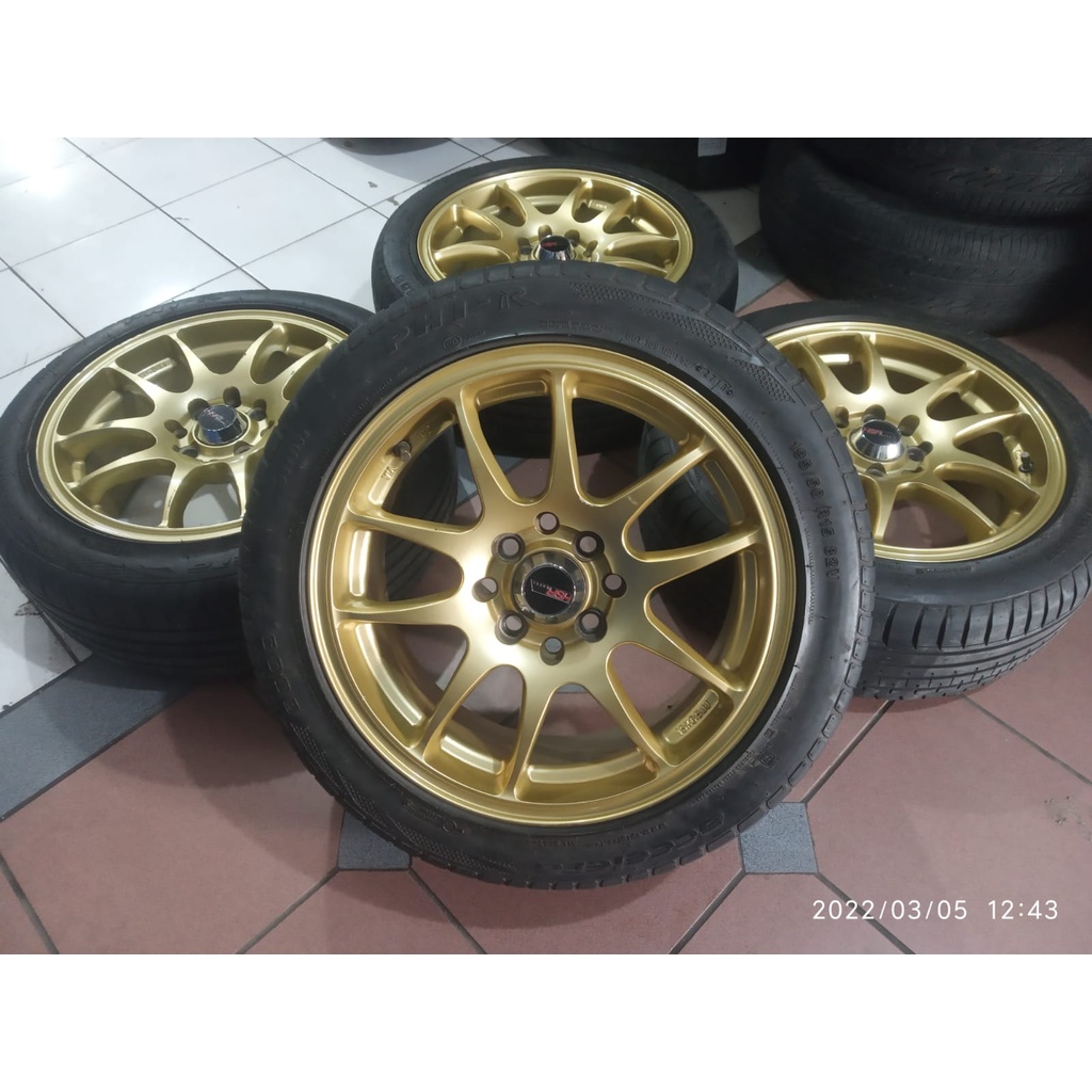 Jual paket velg mobil bekas plus ban ukuran 195 50 ring 16 racing hsr kamikaze pcd 8x100-114 ...