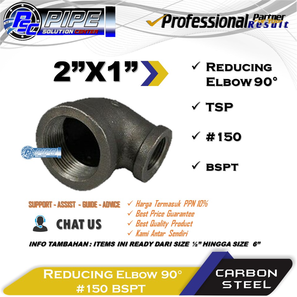 Jual REDUCING ELBOW 90 PIPE PIPA BESI HITAM DRAT BSPT 2" - 3" | Shopee ...