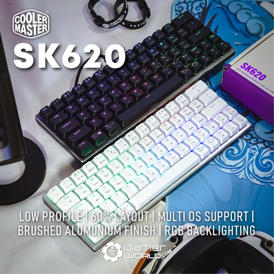 Jual Cooler Master SK620 60% Low-Profile RGB Mechanical Gaming Keyboard ...