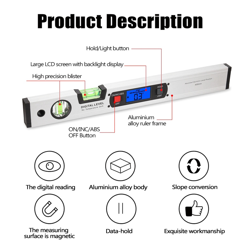 Jual Water Pass Waterpass Inclinometer Level Protactor Digital Tester ...