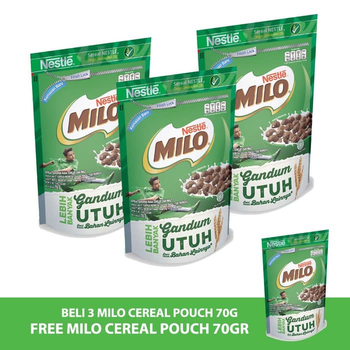 Jual MILO Cereal pouch 70gr [3PCS] Gratis MILO Cereal Pouch 70gr ...