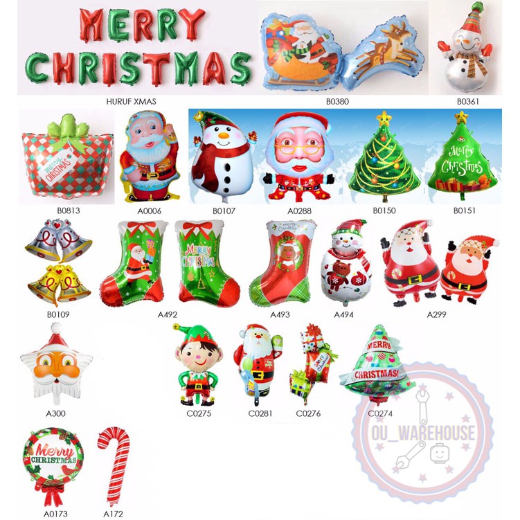 Jual Paket Balon Natal Complit Ukuran Jumbo Dan Huruf Merry Christmas ...