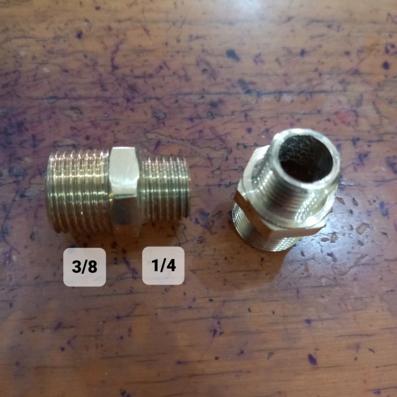Jual Double Nepel Kuningan DN 3/8 x 1/4 drat luar | Shopee Indonesia