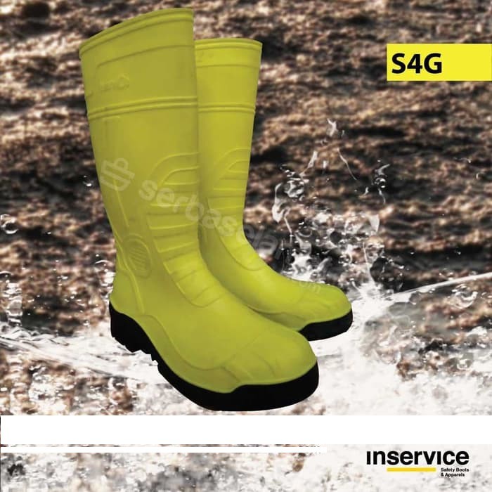 Jual Inservice PVC Boot Safety Yellow Black S4 | Shopee Indonesia