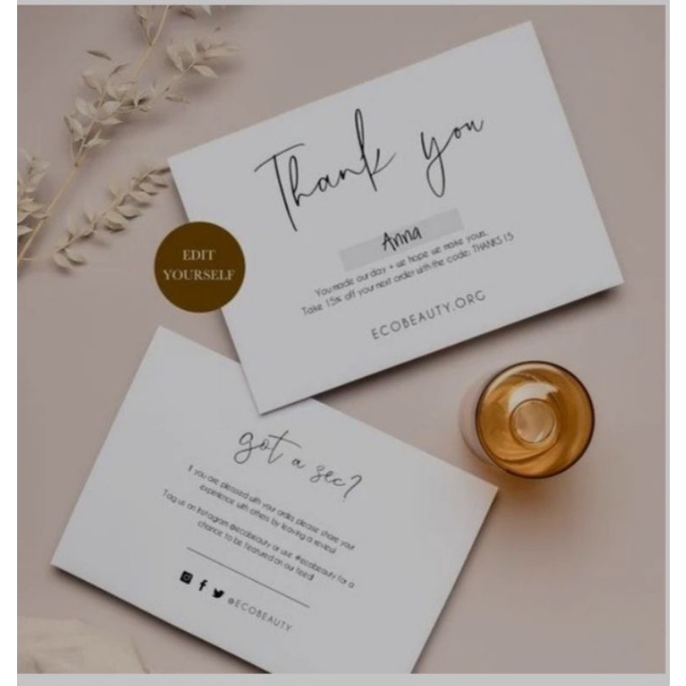 Jual Thanks Card Custom Putih (HITAM) | Shopee Indonesia