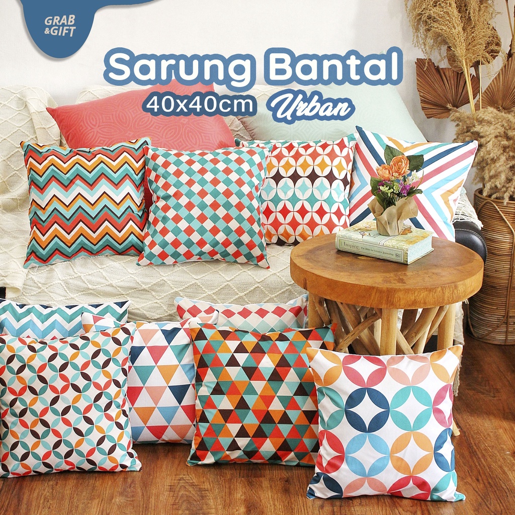 Jual SARUNG Bantal Sofa Print Motif Urban Deco Abstrak 40x40 cm Cushion ...