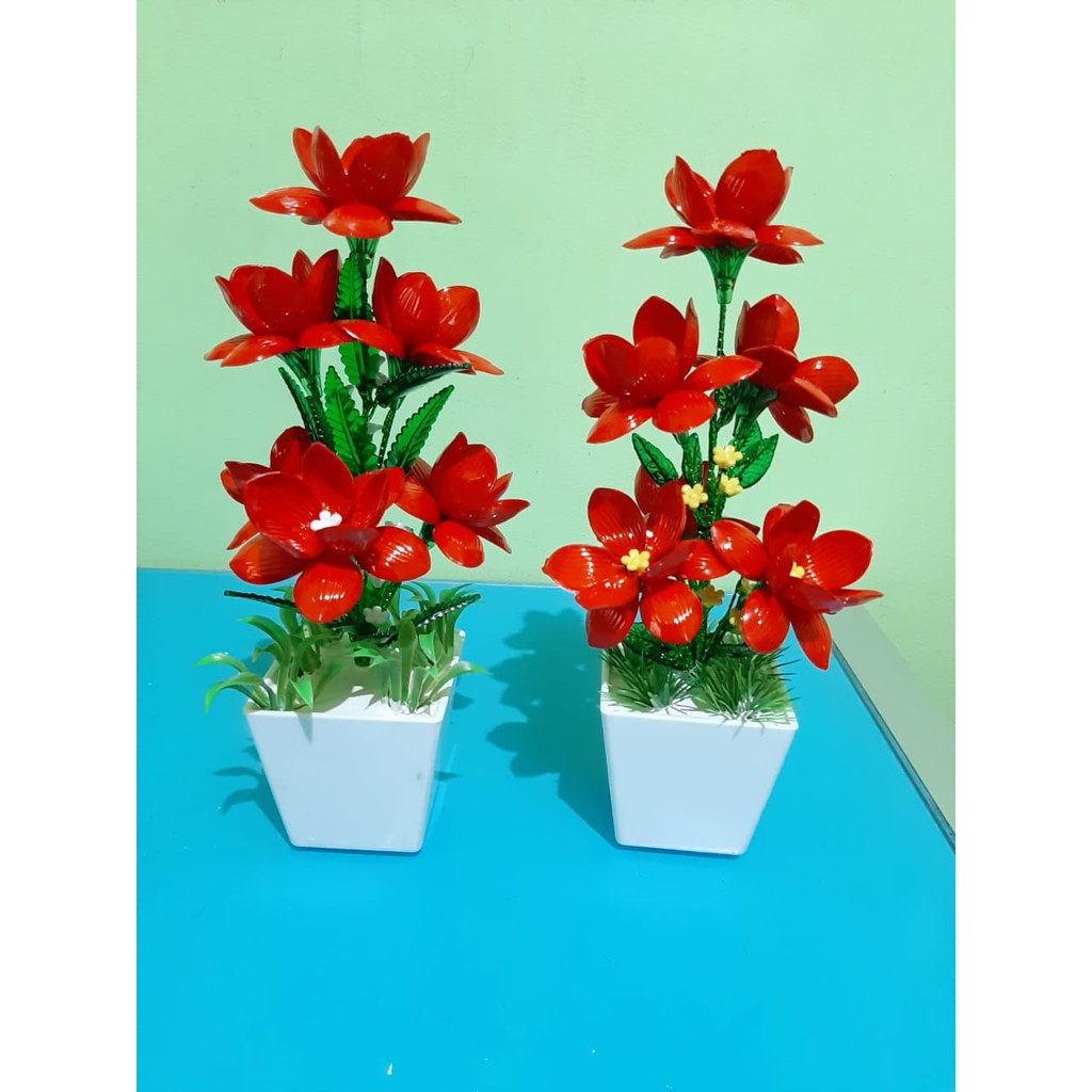 Jual Bunga Akrilik bunga mawar rose+ pot bunga -hiasan ruang tamu ...