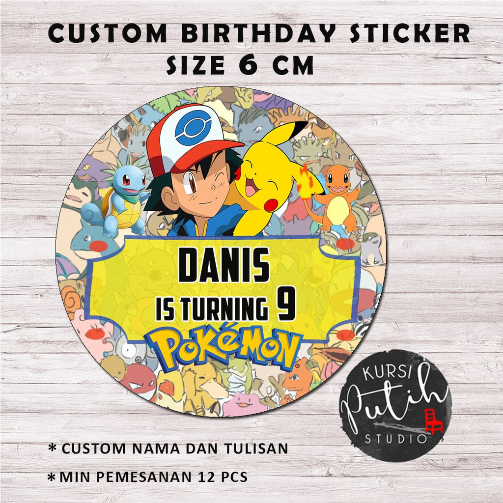 Jual custom birthday sticker tema pokemon | Shopee Indonesia