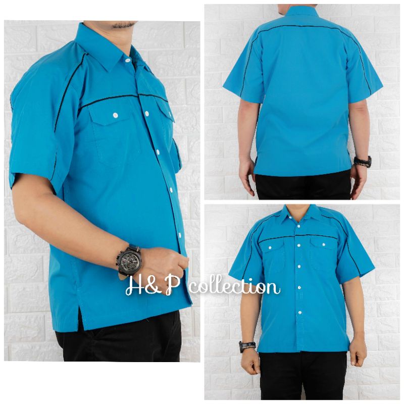 Jual Rc Kemeja Seragam Kerja Biru, Kemeja Seragam Kerja Navy, Kemeja ...