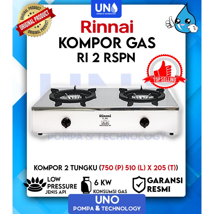 Jual Rinnai Kompor Gas Commercial Komersial 2 Tungku RI 2 RSPN / RI-2 ...