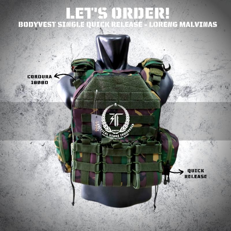 Jual Body Vest Loreng TNI Malvinas - Quick Release - Bodyvest Rompi ...