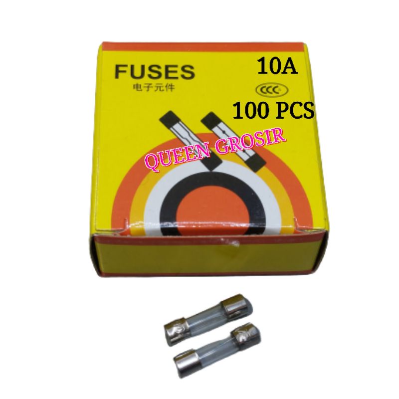 Jual Fuse Sekring Kaca Tabung Kecil 10A ( 1 kotak isi 100 PCS ) | Shopee Indonesia