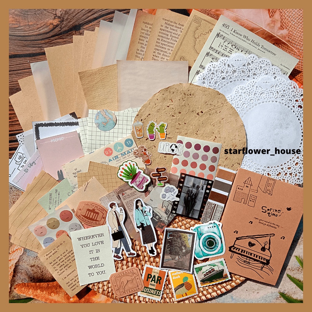 Jual jurnal kit vintage scrapbook bujo aesthetic murah dekorasi deco ...