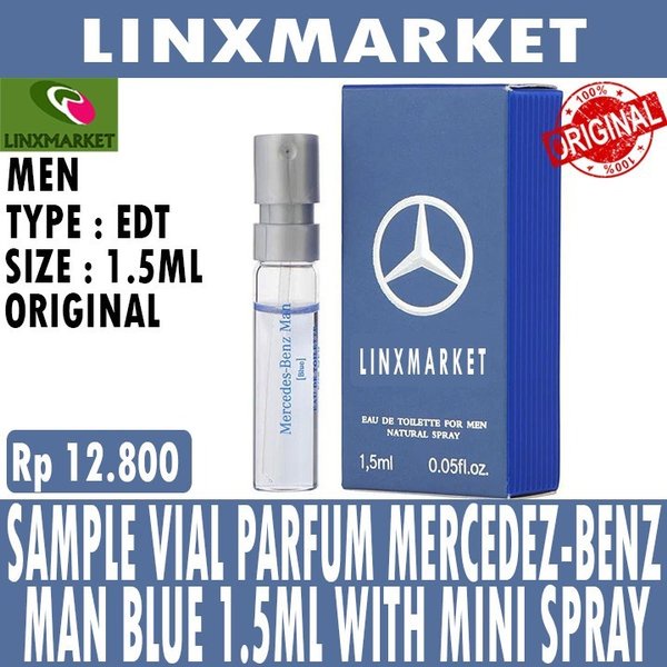 Jual SAMPLE VIAL MERCEDES BENZ MAN BLUE FOR MEN EDT 1.5ML WITH MINI ...