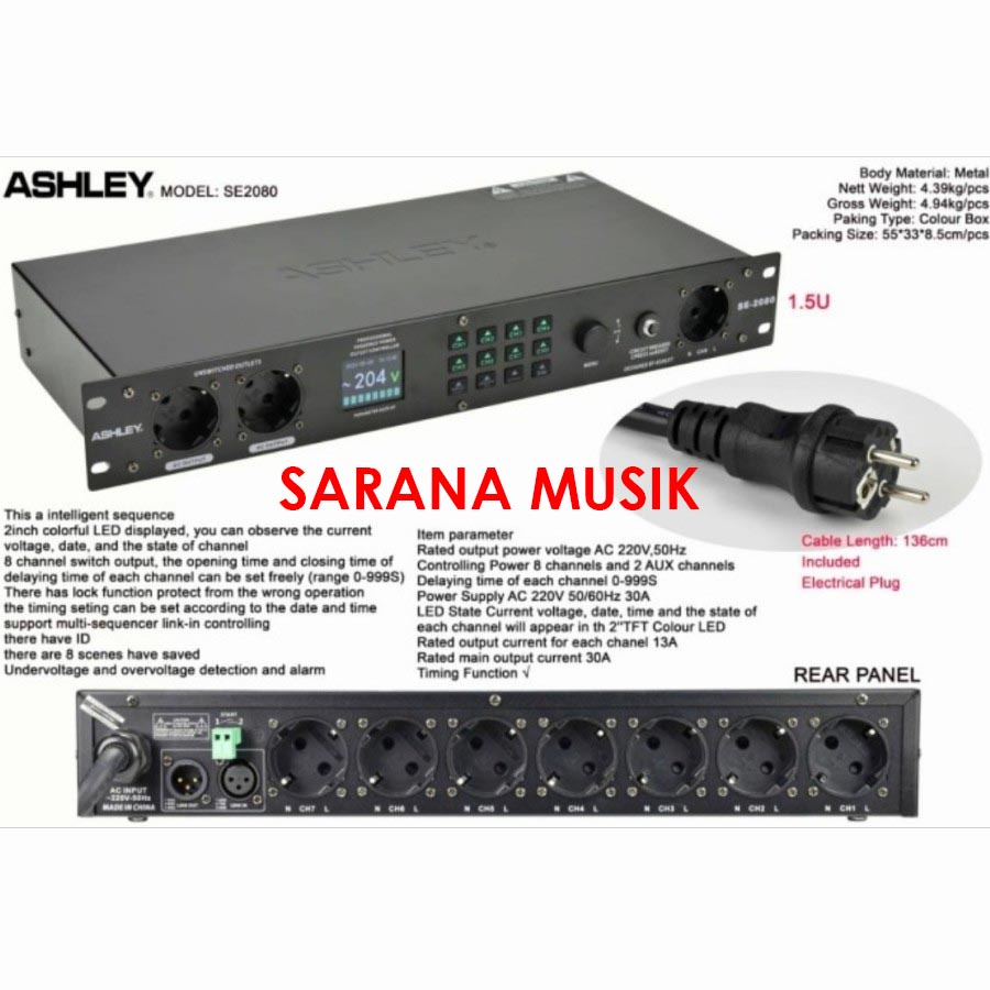 Jual Power Sequencer 8 Channel Ashley SE 2080 SE2080 Ashley SE-2080 ...