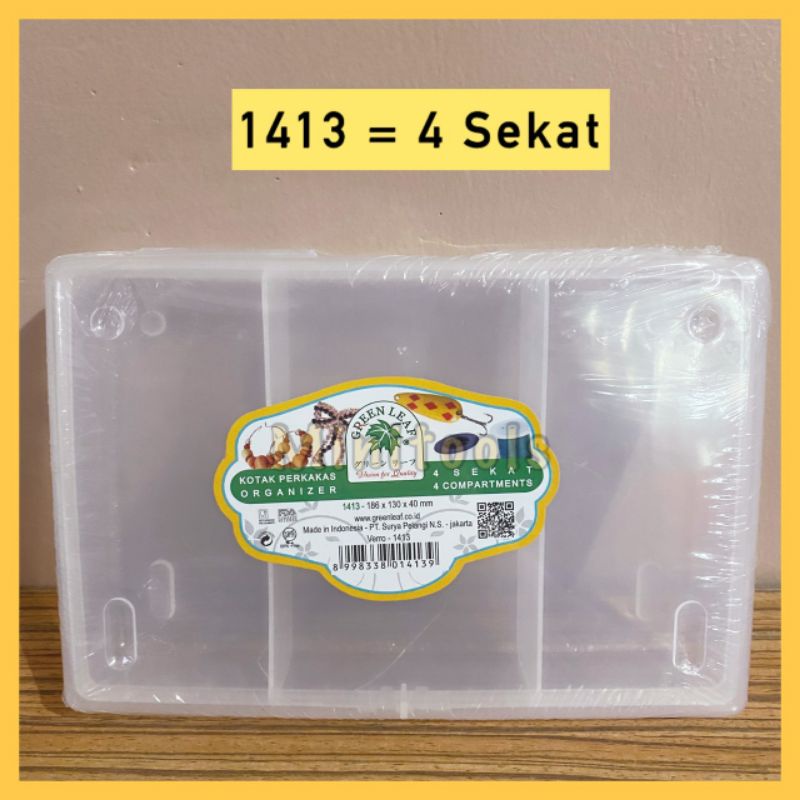 Jual Kotak Plastik 4 Sekat / Green Leaf 1413 Reiko Storage Box | Shopee ...