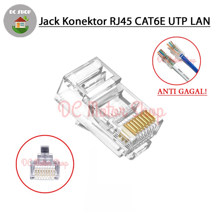 Jual Konektor Modular RJ45 Cat6 Tembus Anti Gagal / Connector ...