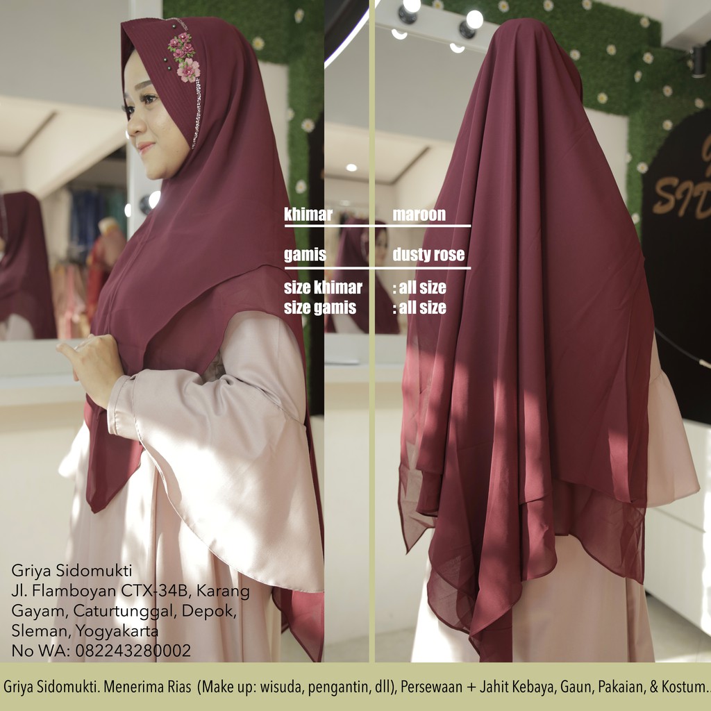 Jual Khimar / Hijab Syar'i Ar-Razaq Tipe A (Red) | Shopee Indonesia