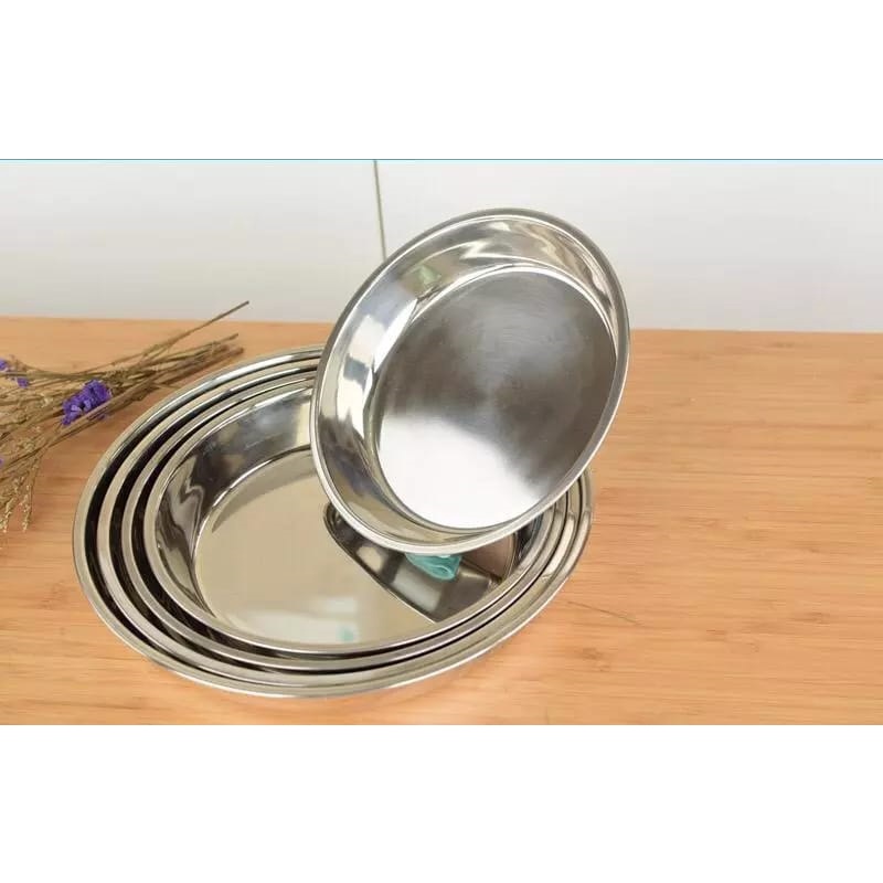 Jual Horeca Mall - Piring Bulat Stainless Deep Plate Tebal Piring Bulat ...