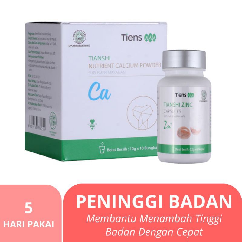 Jual Tiens Suplemen Peninggi Badan Kemasan 5 Hari/ 30 Kapsul Zinc & 5 ...
