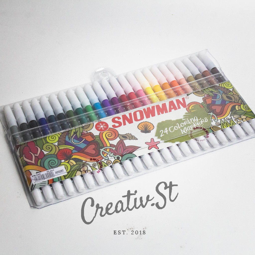 Jual SNOWMAN Spidol 24 Warna Set Color Marker | Shopee Indonesia